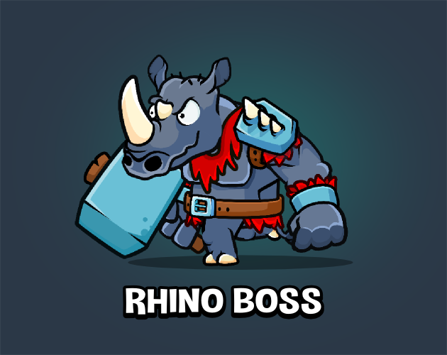 Rhino boss enemy character by Robert Brooks - gamedeveloperstudio.com