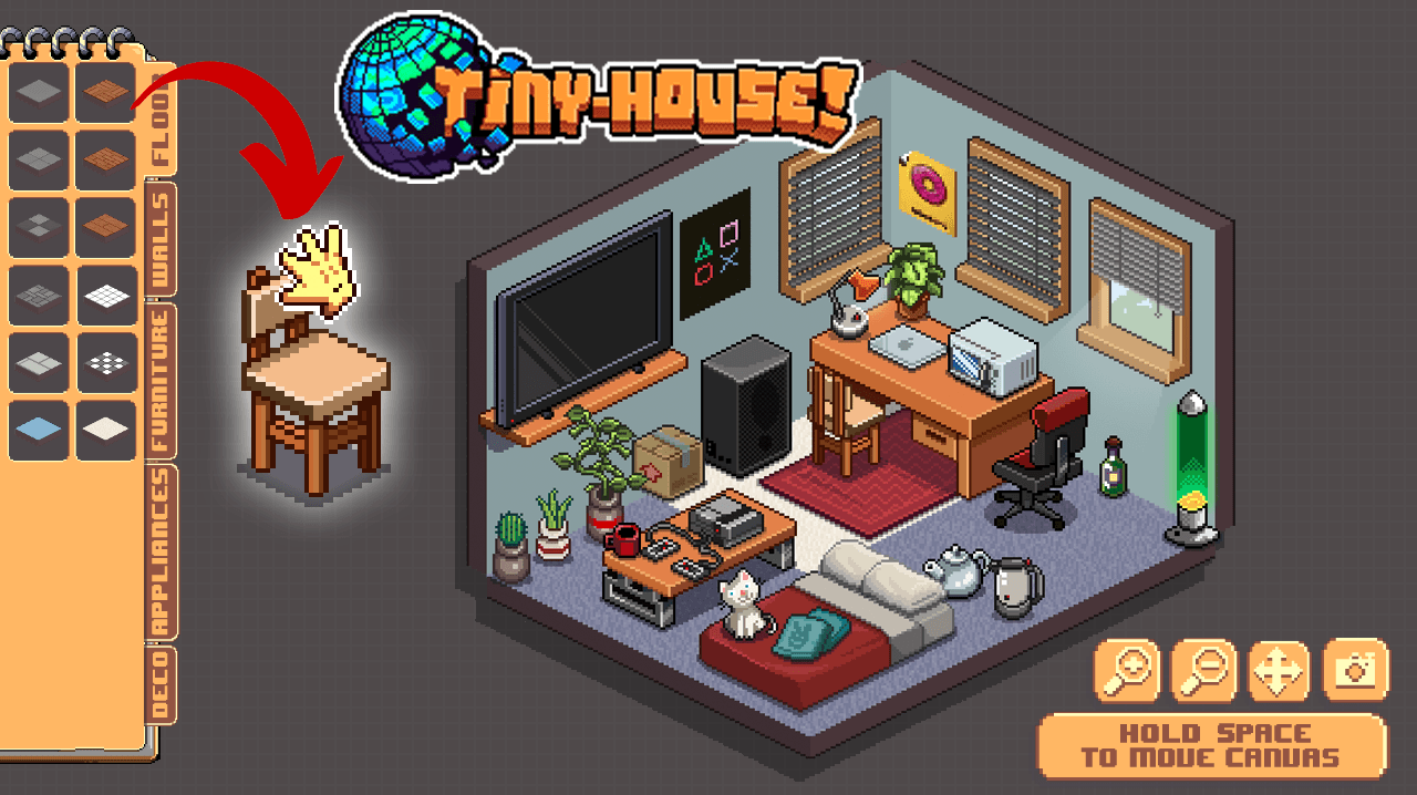 Browser GAME: TinyHouse! Create your isometric interior room. by @pixel ...