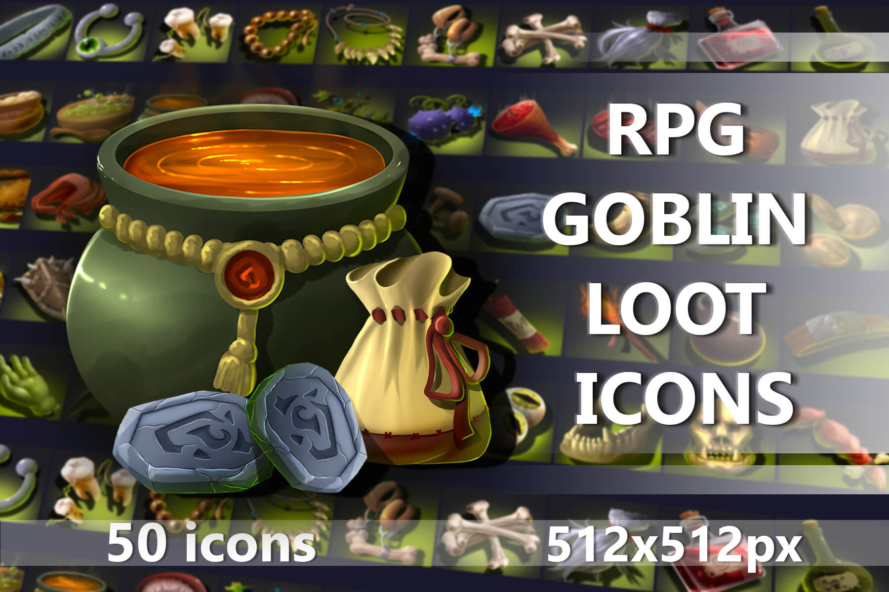 50 Goblin Loot Icons Pack by Free Game Assets (GUI, Sprite, Tilesets)