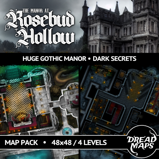 Rosebud Hollow Manor TTRPG Battlemap by DreadMaps