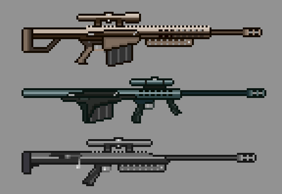 Barrett Rifles. Weapon pack. Pixel gun. Sniper rifle. by Two-Dimensional