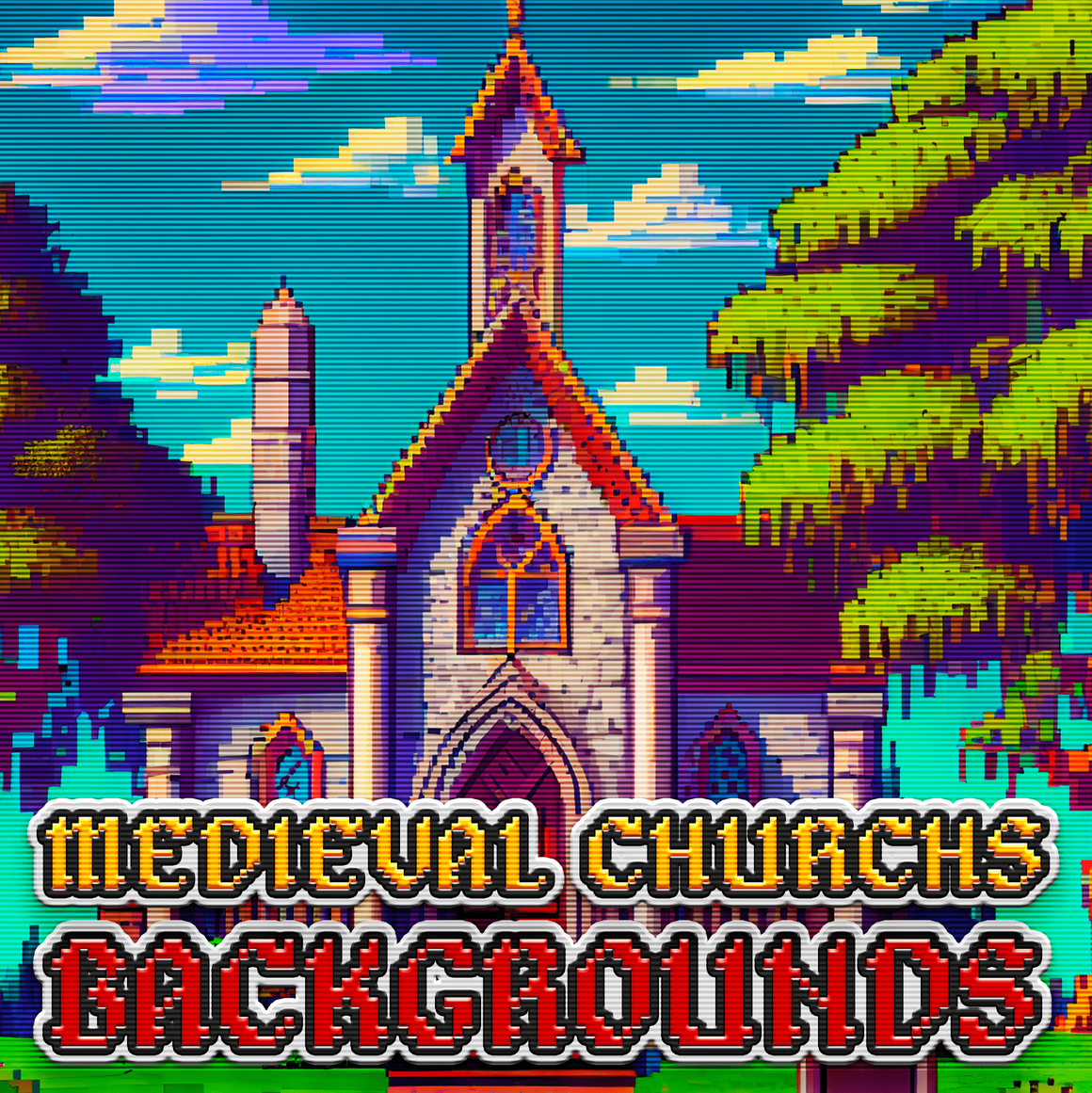 15 Medieval Church and Temple Backgrounds in 2D Pixel Art by BearGames
