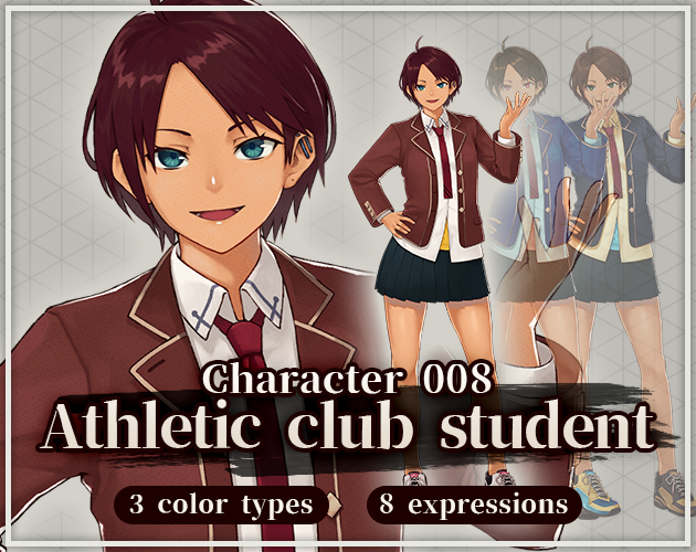 Character Sprite 008 Athletic club student by PochiPochiHouse