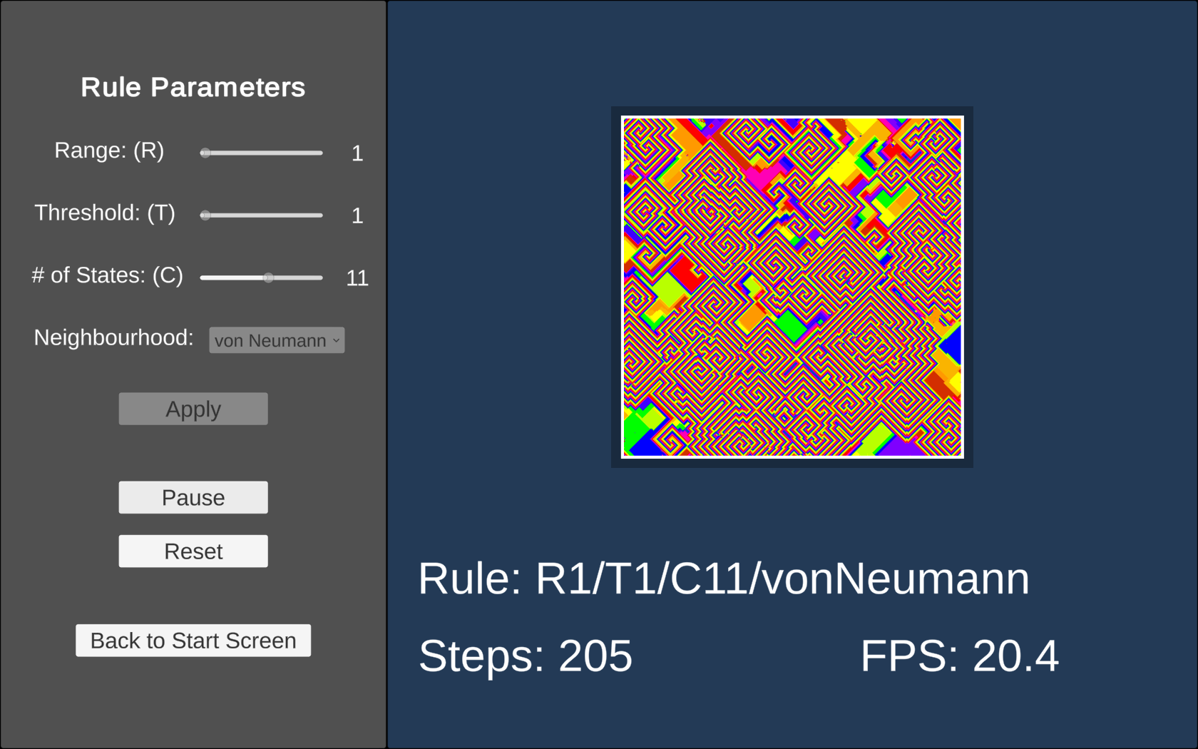 Cyclic Cellular Automaton 2D by Raynesz