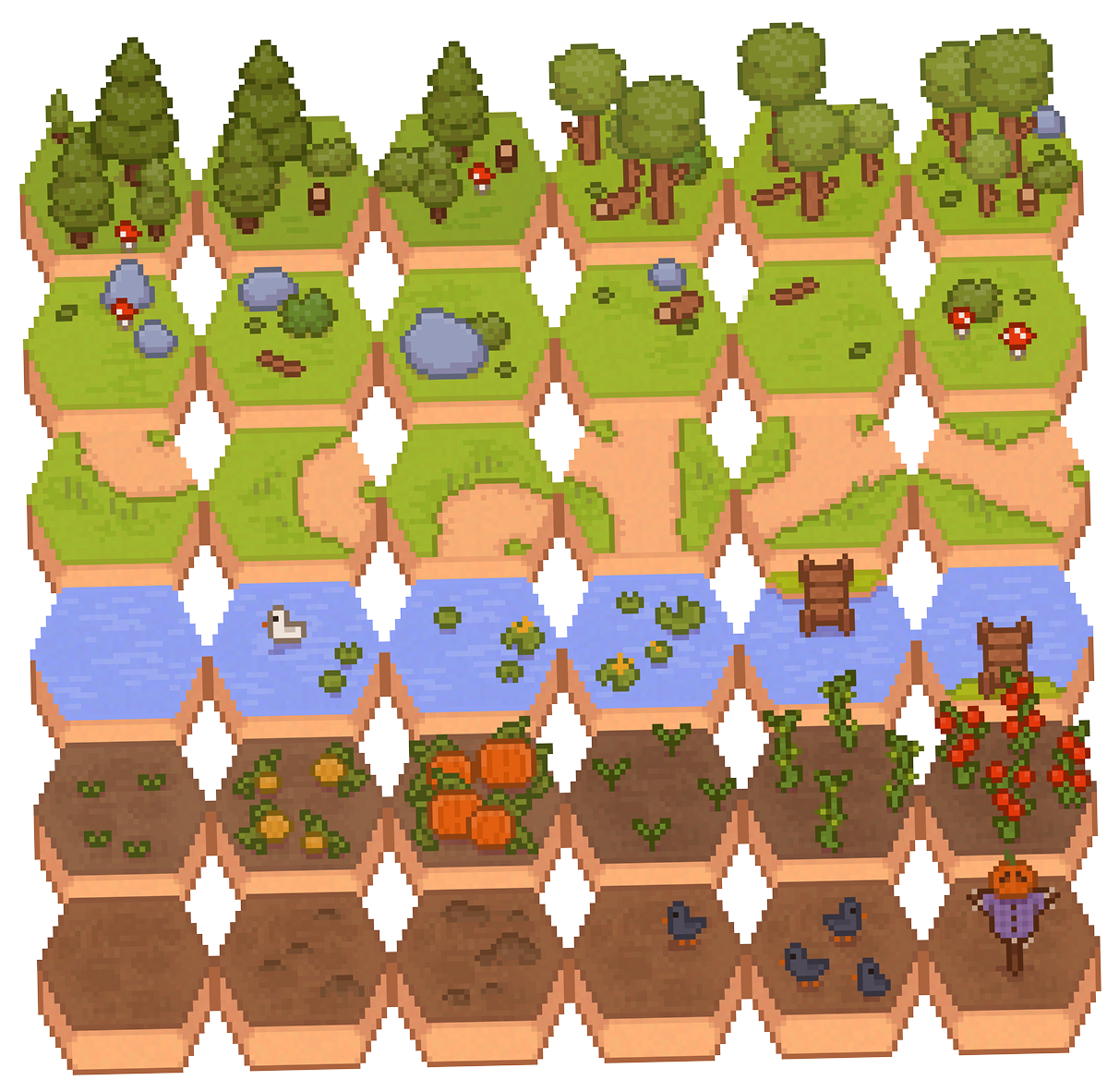 Farming Top-down Tileset (Pixel Art) by Penzilla