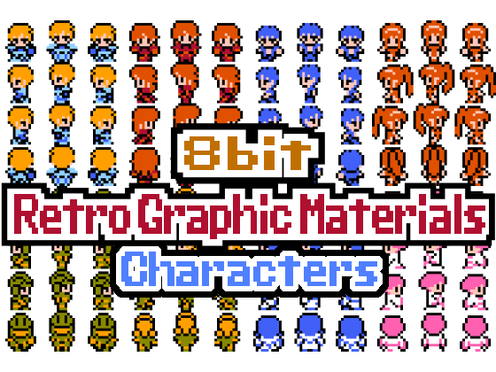 8bit Retro Graphic Characters by Marumugi4510