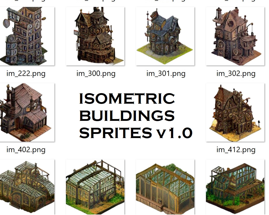 Isometric Buildings Sprites pack x340 by vfrabasil