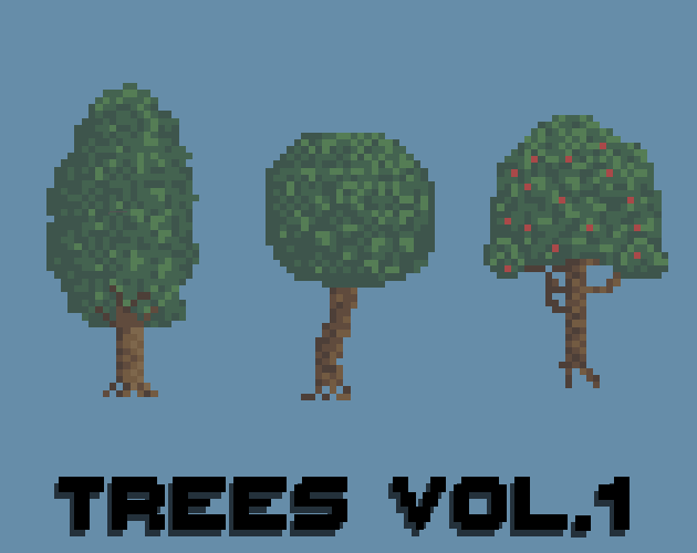 Trees vol.1 pixel art assets by GAssests