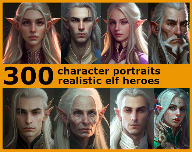 300 Elf Hero Fantasy Character Portraits by Corax Digital Art