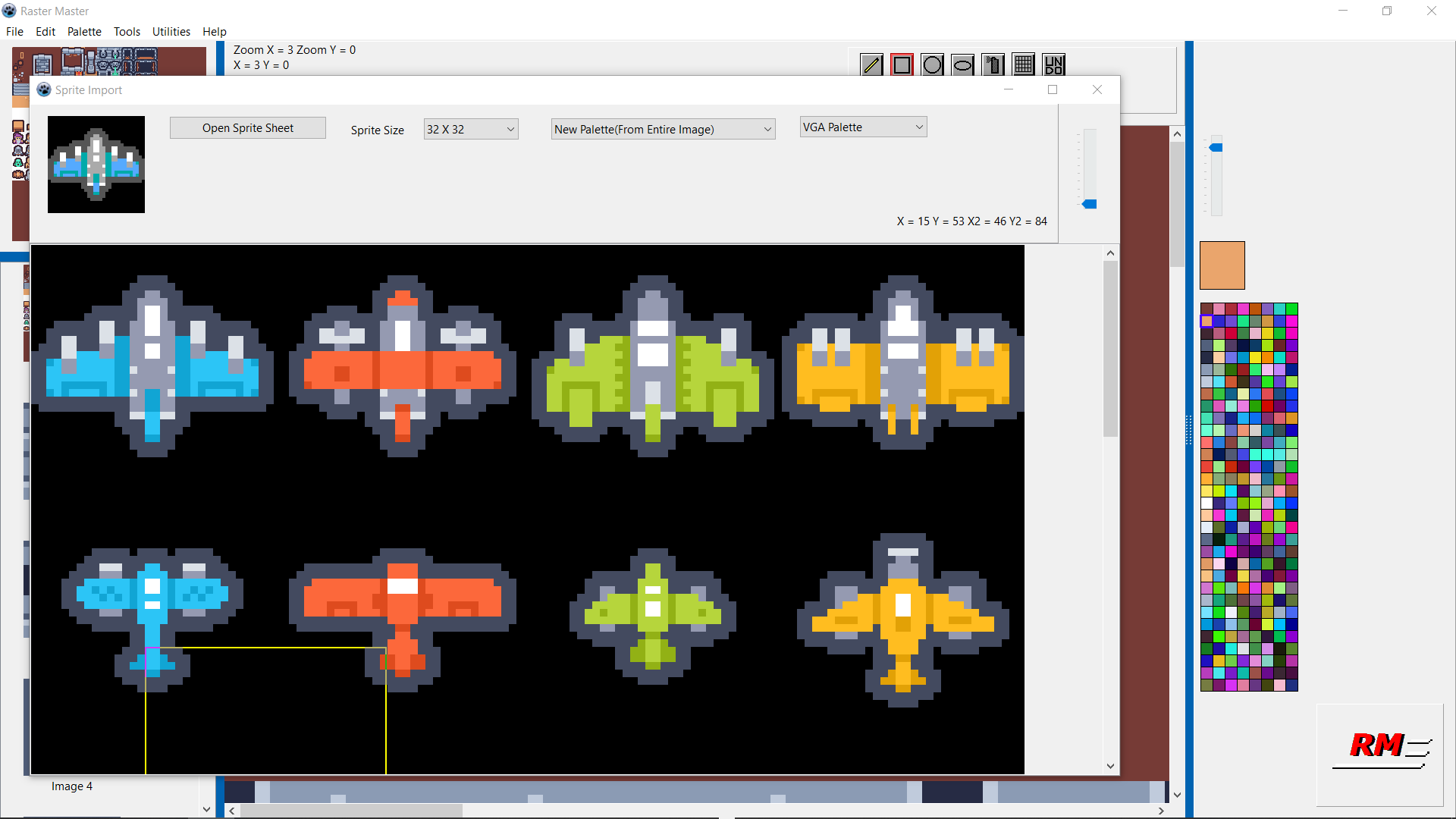 Raster Master Sprite/Map Editor for Windows 7/8/10/11 by RetroNick2020