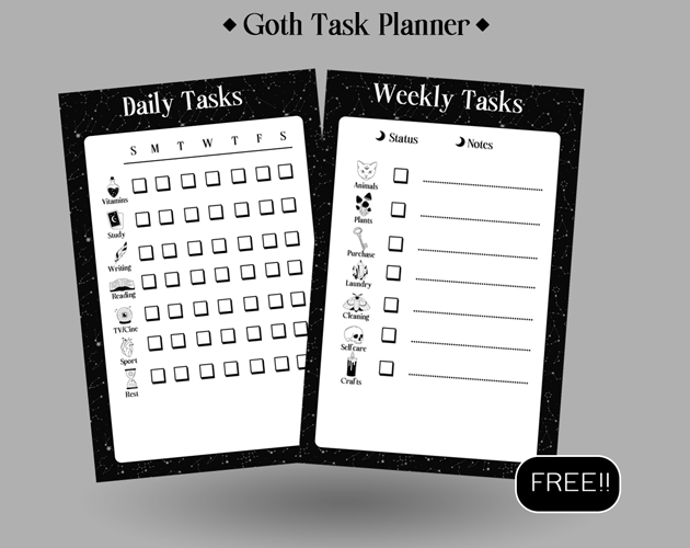 Goth Task Planner by Atheneush