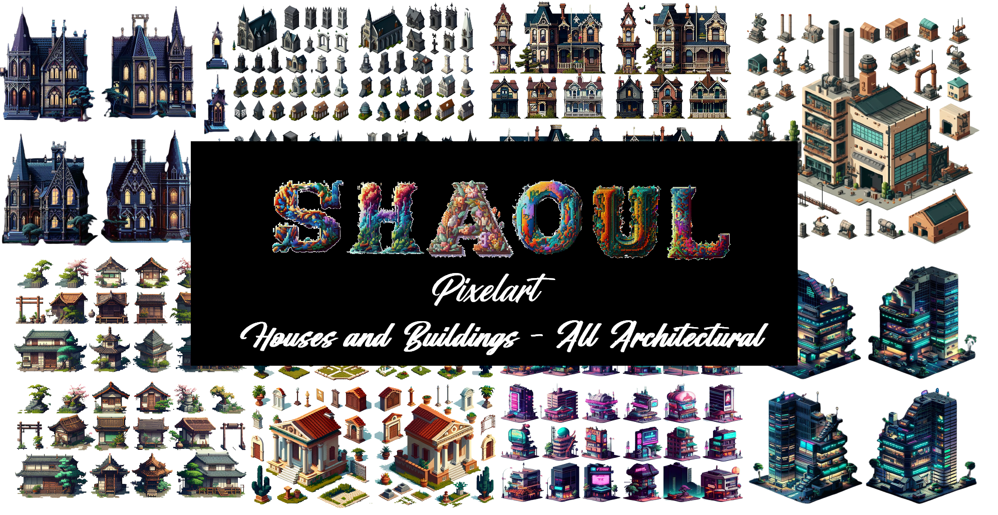 2D assets Pixelart House and building - All Architectural Kind by Shaoul