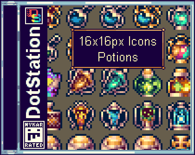 Pixel Art Potions 50 Icons Set by mykar