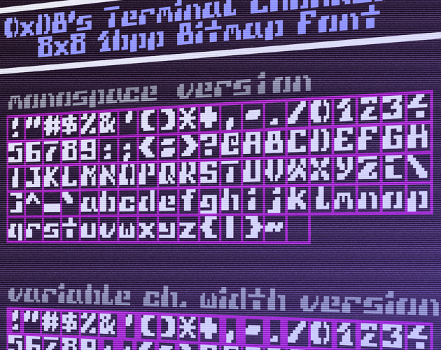 0xDB's Terminal Chonker 8x8 1bpp Bitmap Fonts by 0xDB