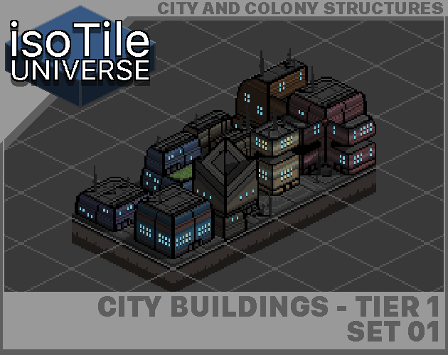 Isometric Tiles - City Buildings - Tier 1 - Set 01 by isoTile Universe