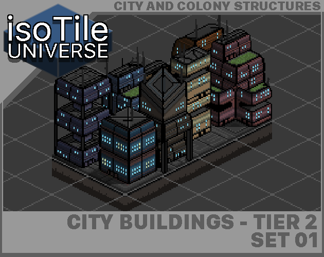 Isometric Tiles - City Buildings - Tier 2 - Set 01 by isoTile Universe