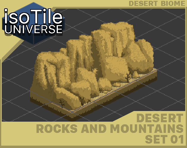 Isometric Tiles - Desert Rocks And Mountains - Set 01 by isoTile Universe