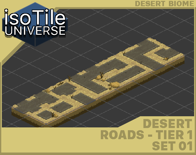 Isometric Tiles - Desert Roads - Tier 1 - Set 01 by isoTile Universe