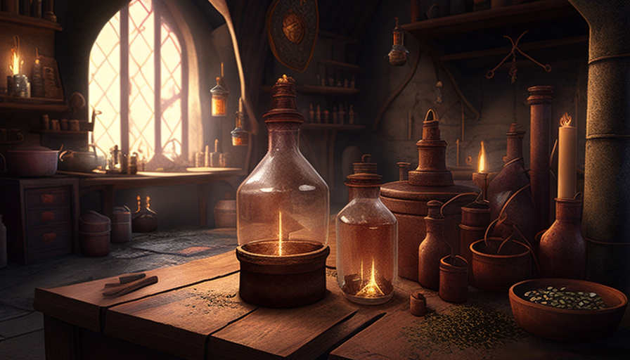 Backgrounds: Medieval Alchemy Lab by GameAssetCollector