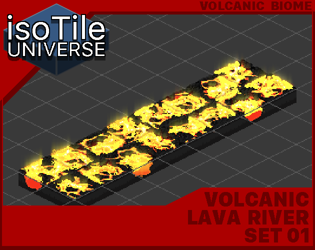 Isometric Tiles - Lava River - Set 01 by isoTile Universe