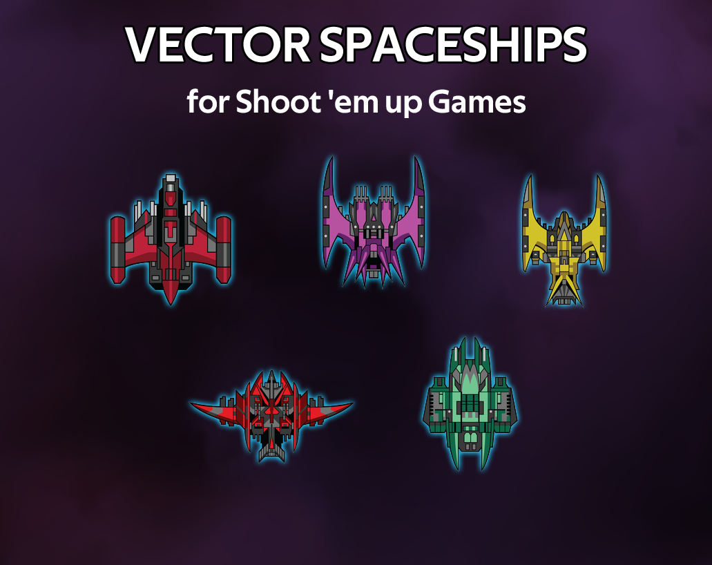 Vector Spaceships for SHMUP Games by pixellstudio