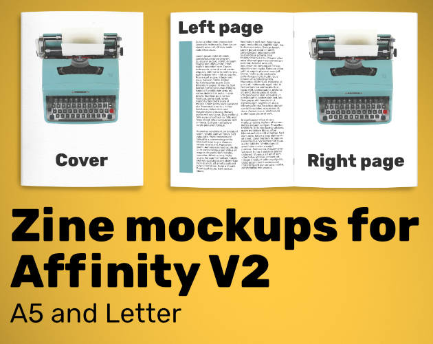 Zine mockups for Affinity V2 - A5 and Letter by FantasticJean
