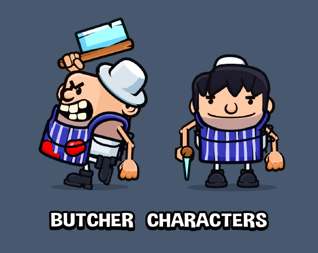 Butchers game characters pack by Robert Brooks - gamedeveloperstudio.com