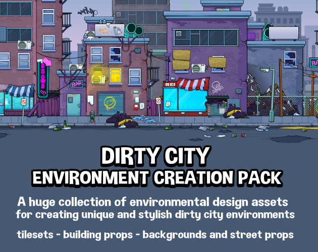 Dirty city environment creation mega game asset pack by Robert Brooks ...