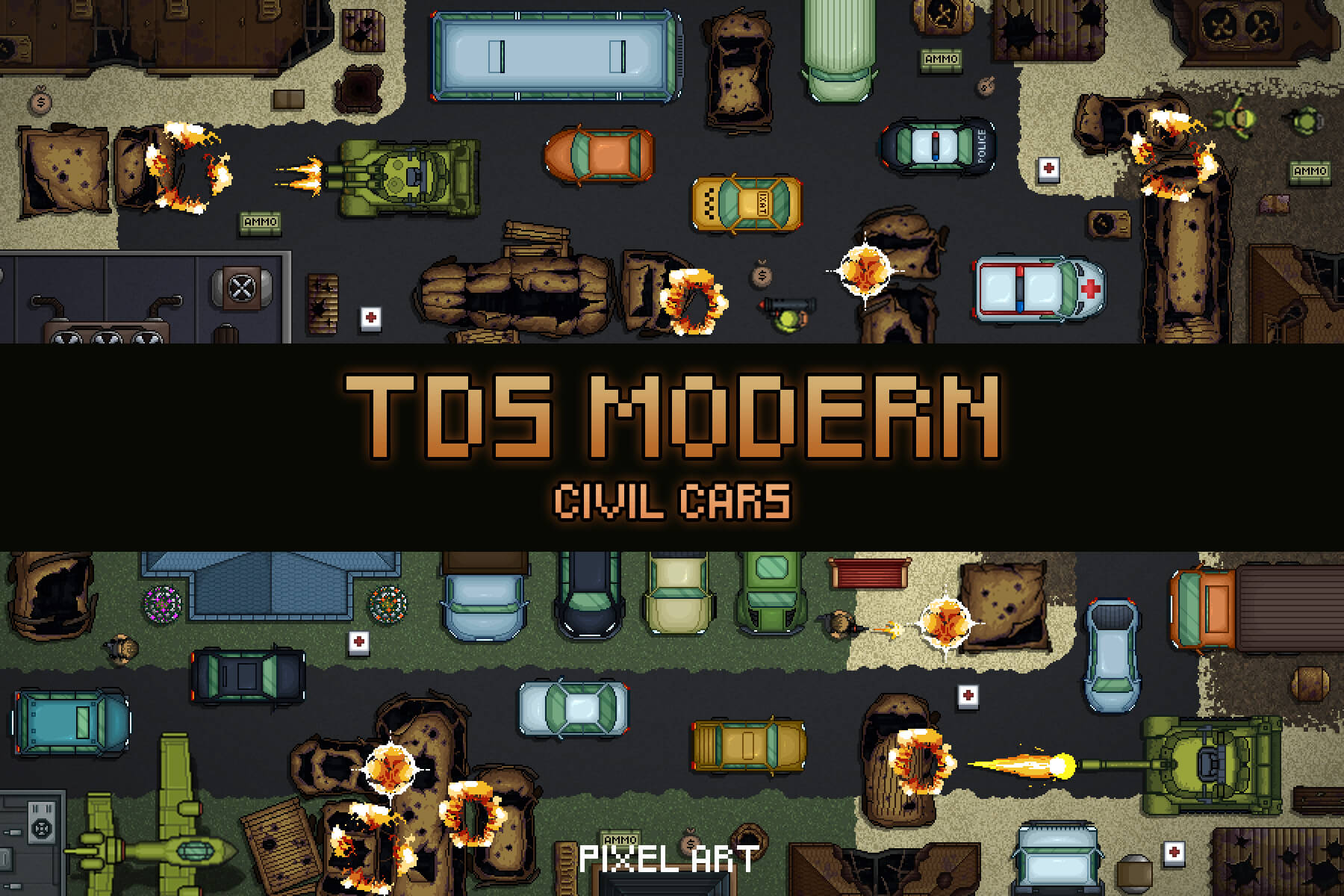Top Down Trucks and Cars by Free Game Assets (GUI, Sprite, Tilesets)