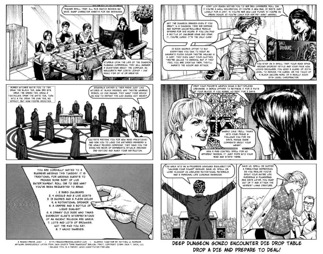 Deep Dungeon Gonzo Encounter Die Drop Table by mwschmeer