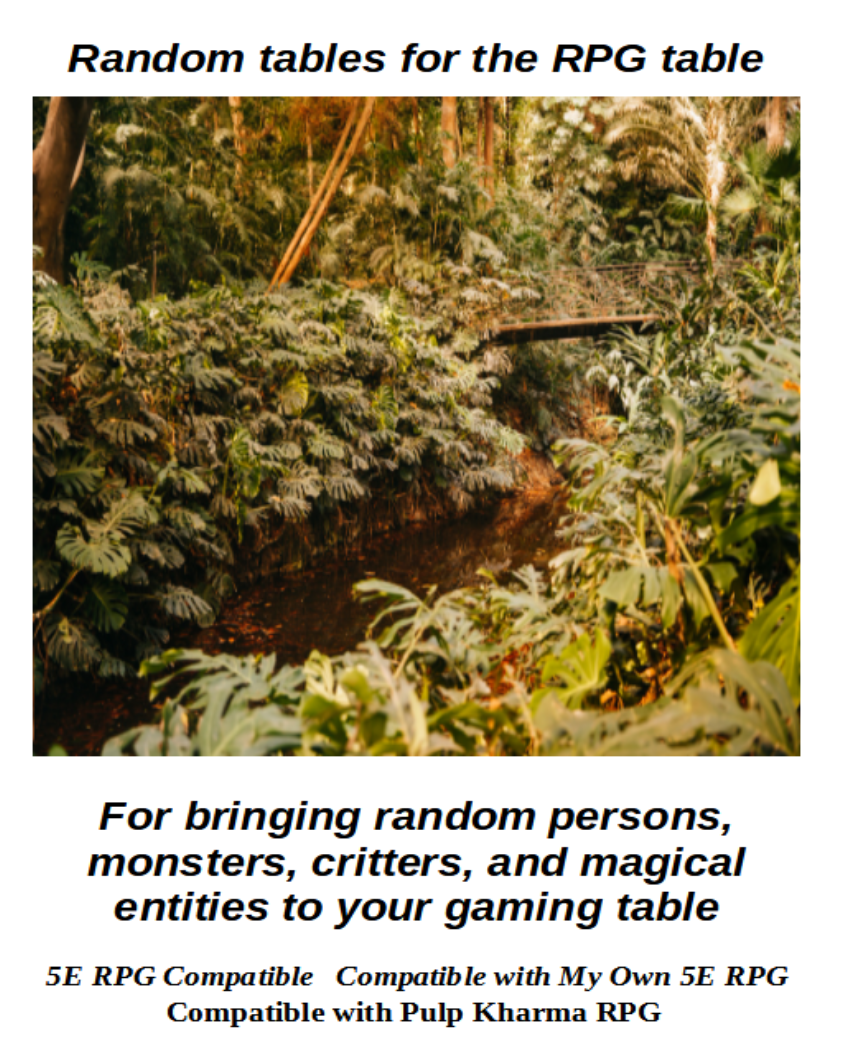 Random tables for the RPG table by KrisseAappenaTuominen