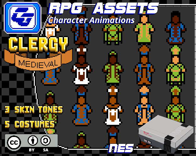 RPG Asset Character 'Clergy' #2 NES by chasersgaming