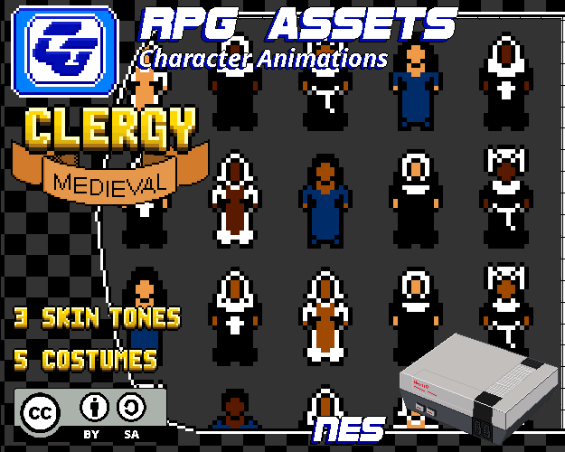 RPG Asset Character 'Clergy' #3 NES by chasersgaming