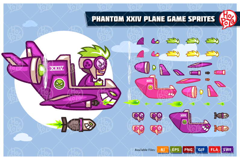 Phantom XXIV Plane Game Sprites by mikailain