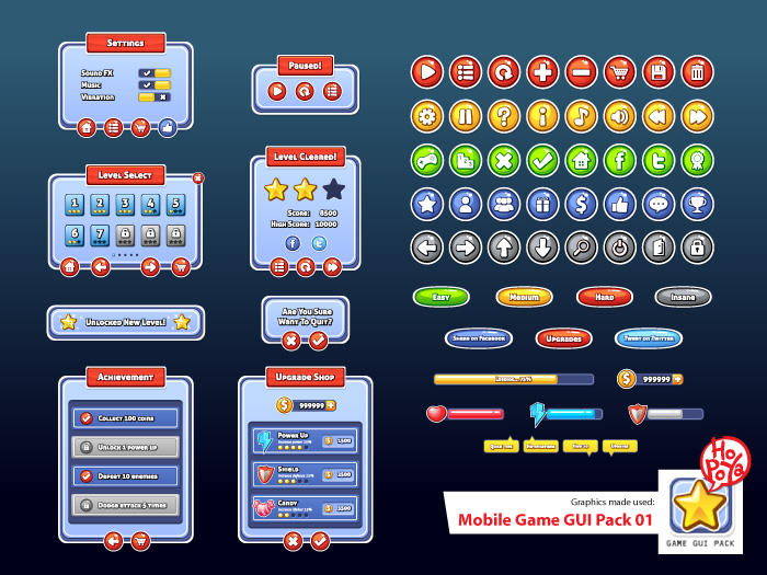 Mobile Game GUI Pack 01 by mikailain