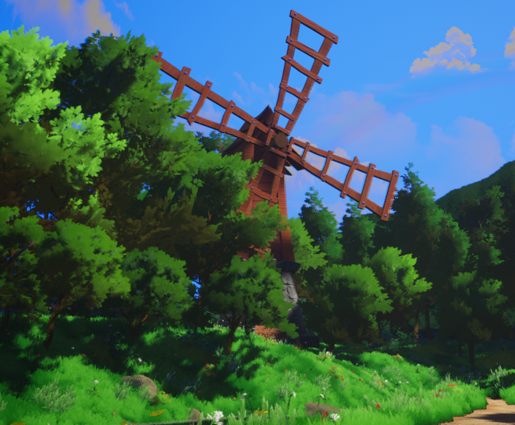 "Wind" stylized scene by Penguinnnn