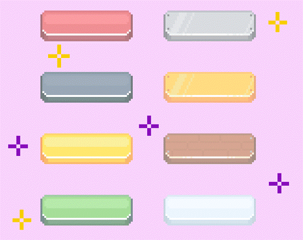 Free Pixel Art Button Pack // Light Blue, Red, Yellow, Green, Blue ...
