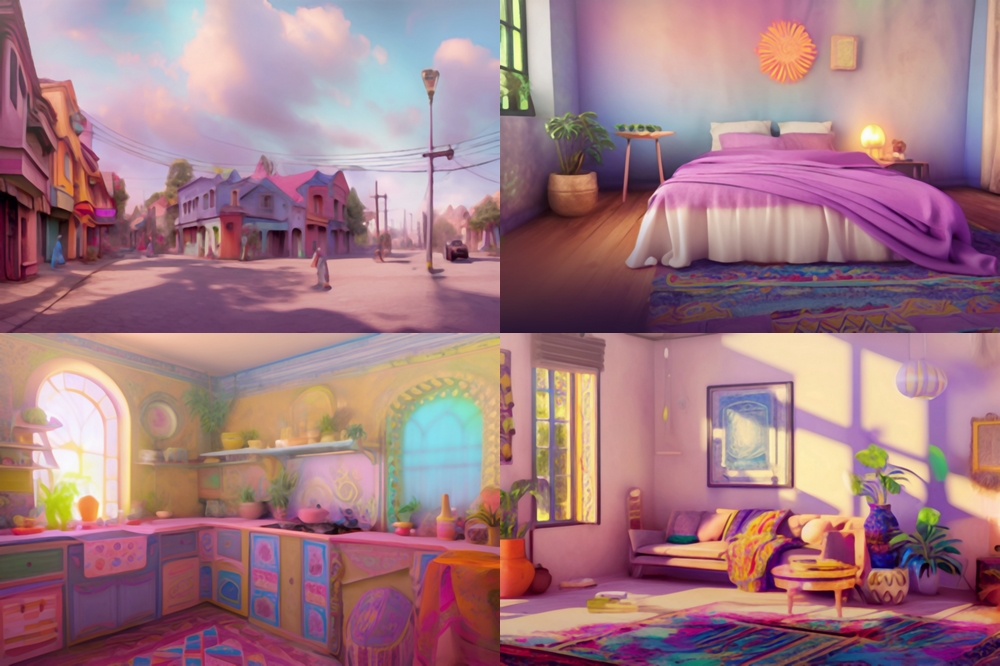 Super Colorful Boho House Pack: 6 Visual Novel Backgrounds by Rachel Chen