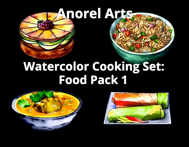 Watercolor Cooking Set: Food Pack 1 by AnorelArts