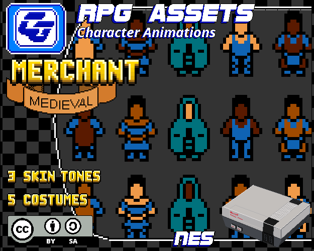 RPG Asset Character 'Merchant' NES by chasersgaming
