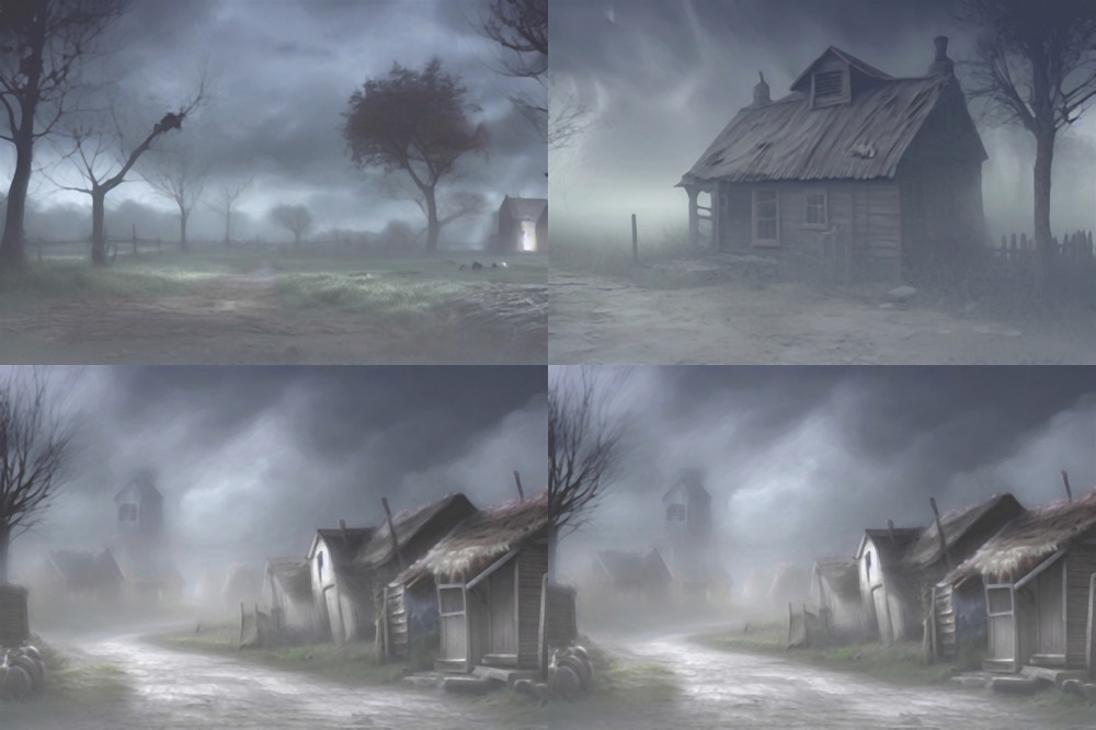 Foggy Old Village Pack: 8 Visual Novel Backgrounds by Rachel Chen