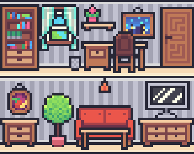 Pixel Cartoon Rooms by Brysia