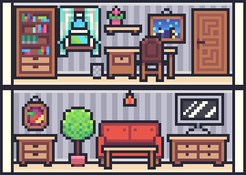 Pixel Cartoon Rooms by Brysia