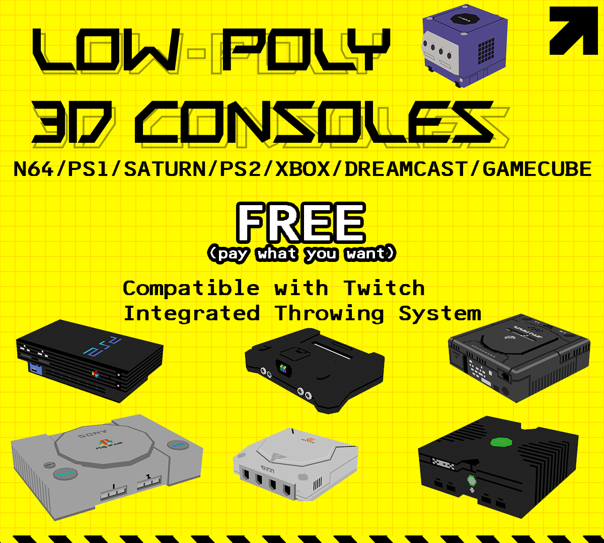 Low-poly Pixely Consoles! by Dorran