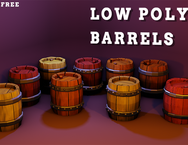 Low Poly Hand Painted Barrels by The-Wild-Dodo