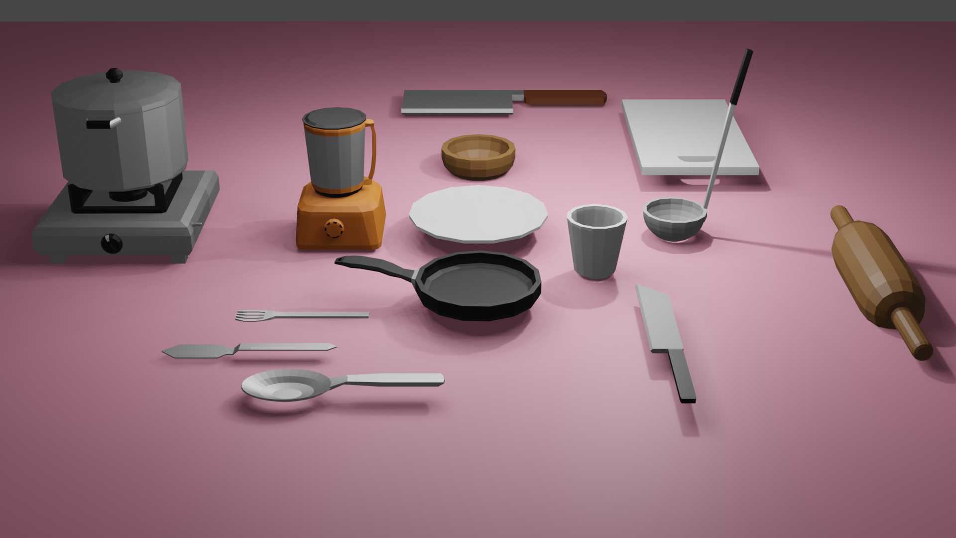 Low Poly Kitchen Set by Low_Maker