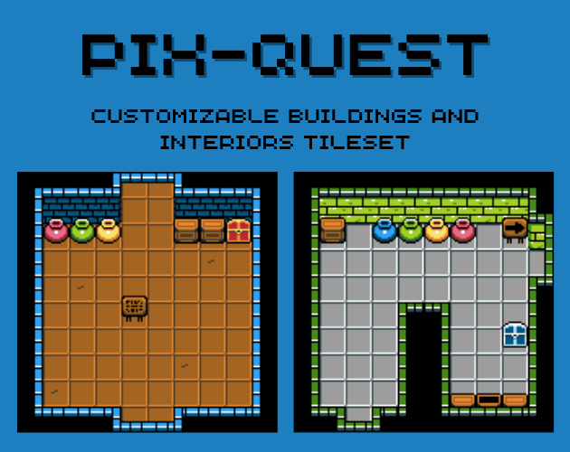 Pix-Quest Buildings and Interiors| Customizable pixel art assets by ...