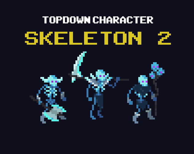 Skeleton 2 - Top Down Pixel Art Character Assets by sanctumpixel
