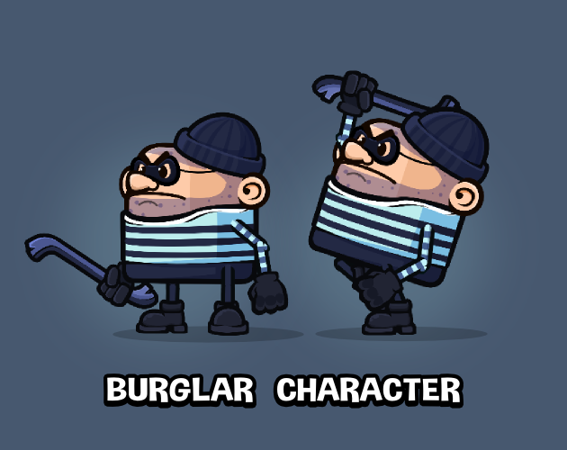 Burglar character by Robert Brooks - gamedeveloperstudio.com