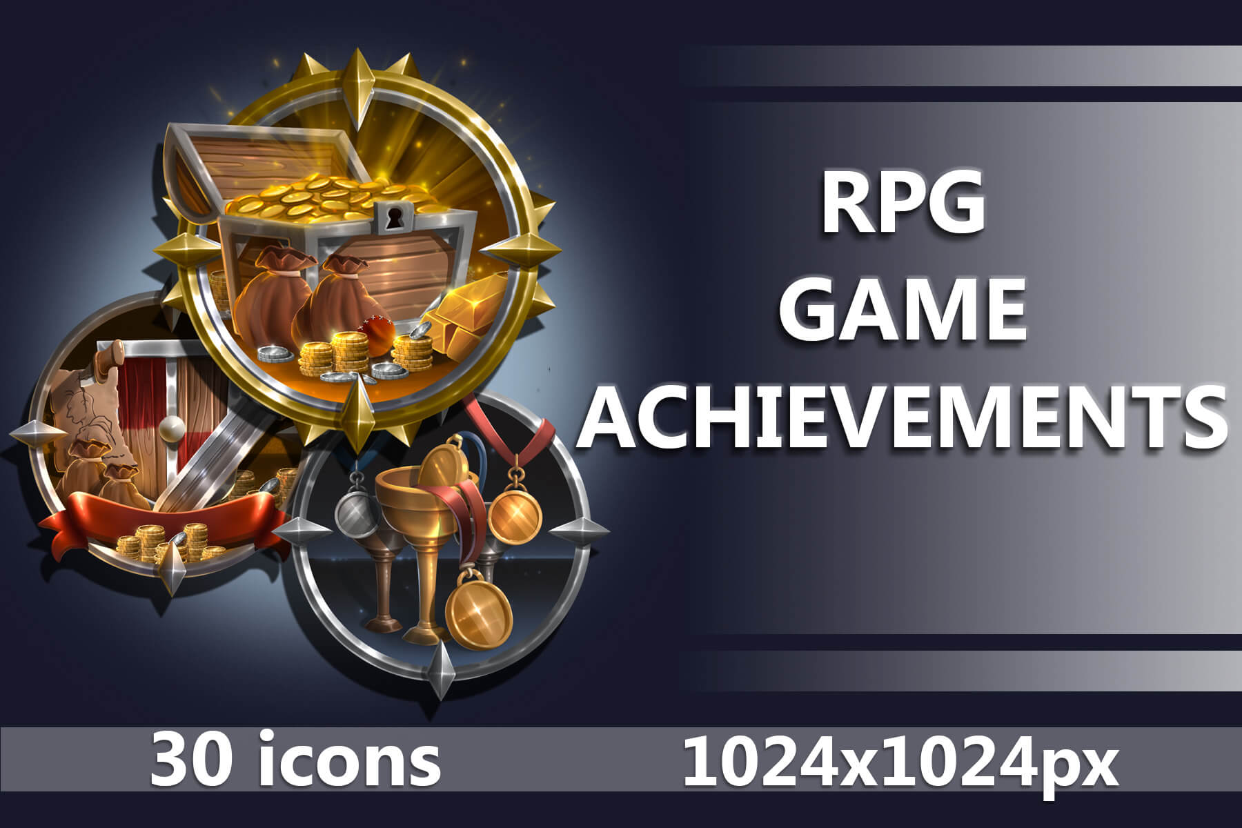 Achievements Icon Pack for RPG by Free Game Assets (GUI, Sprite, Tilesets)